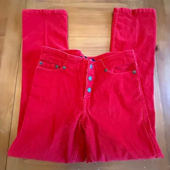 Ralph Lauren | Bottoms | Ralph Lauren Vibrant Red Corduroy Pants Button ...